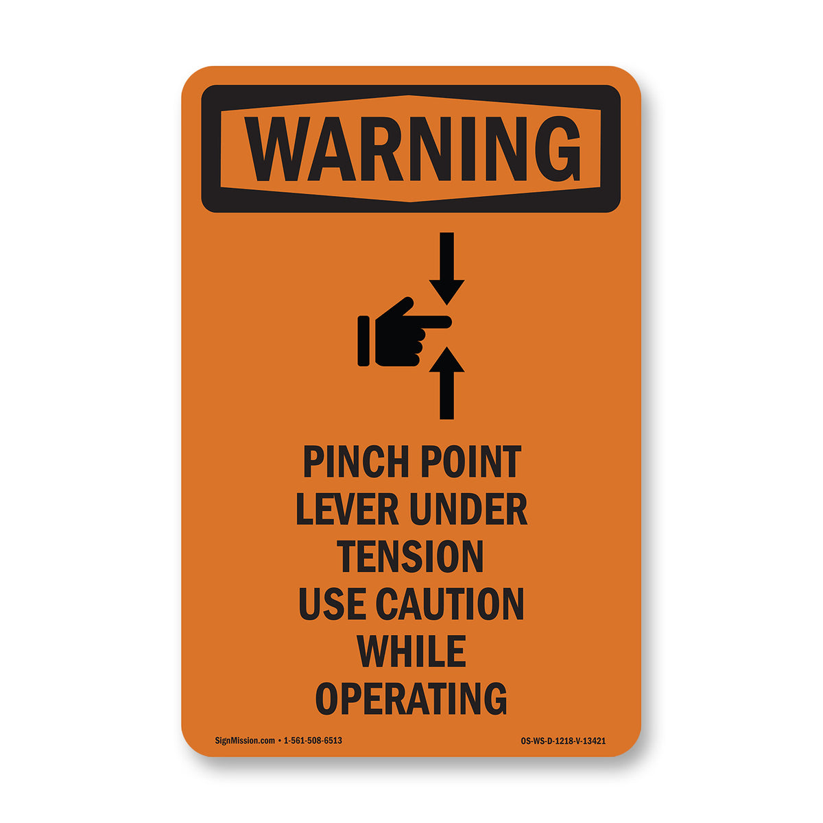 Pinch Point Lever Under Tension With Symbol – SignMission