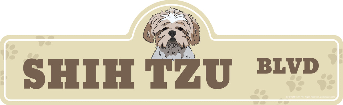 Shih Tzu Street Sign Plastic Decal Funny Gift – SignMission