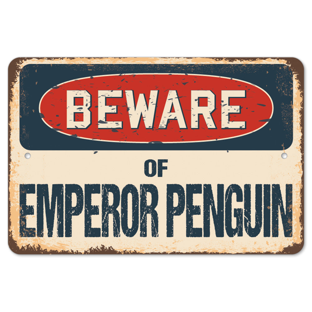 Beware Of Emperor Penguin Metal Plastic Decal Funny Gift Bedroom ...