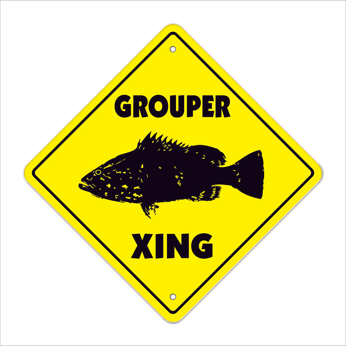 Grouper Crossing Sign Metal Plastic Decal Funny Gift Bedroom – SignMission