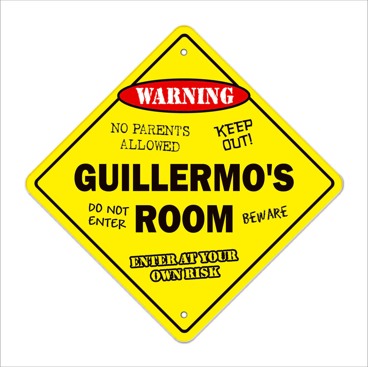 Guillermo's Room Sign Metal Plastic Decal Funny Gift Bedroom – SignMission