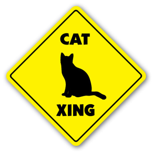 CAT CROSSING Sign novelty gift animals kitten feline lover pussy colle ...