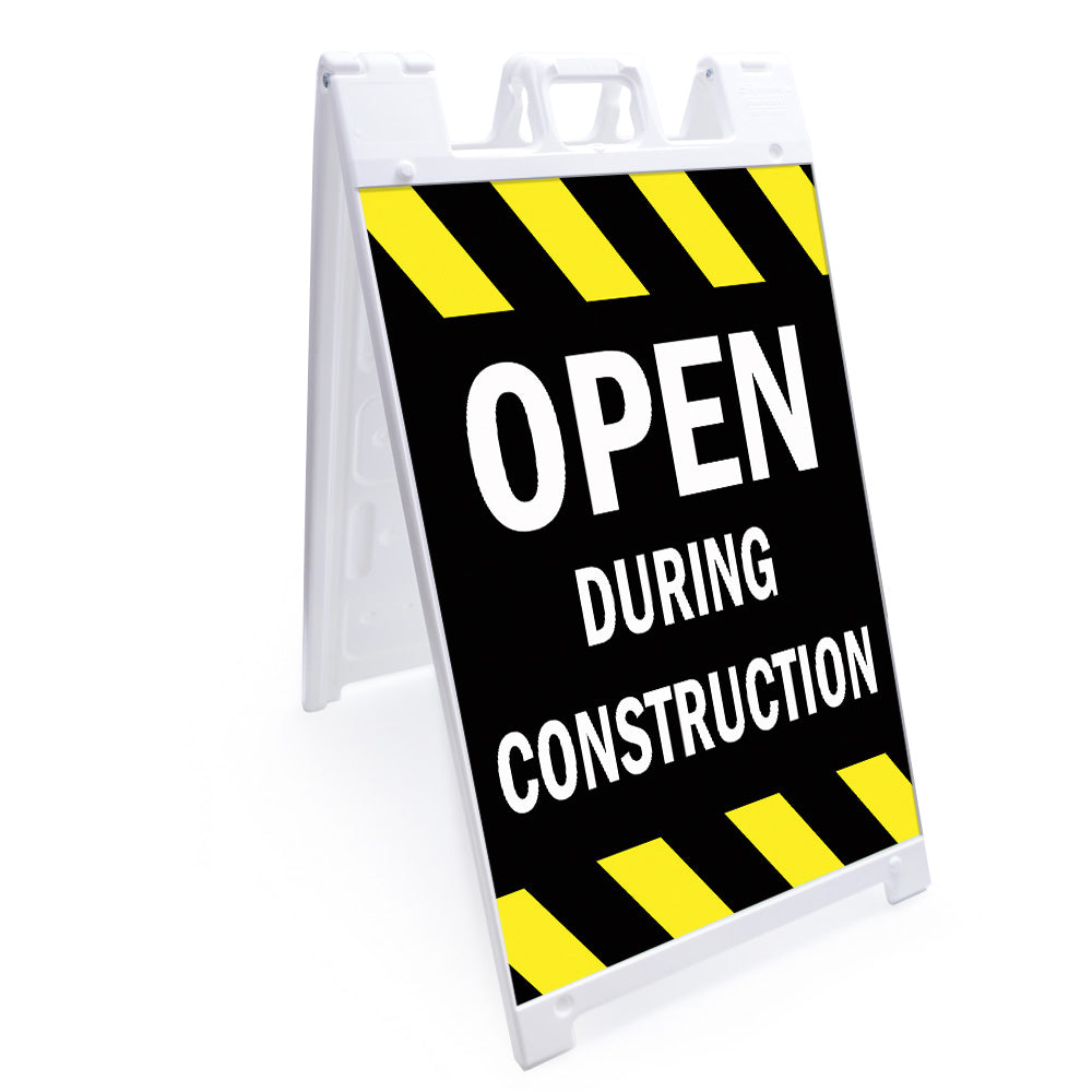 Open During Construction SideWalk Sign Advertising – SignMission